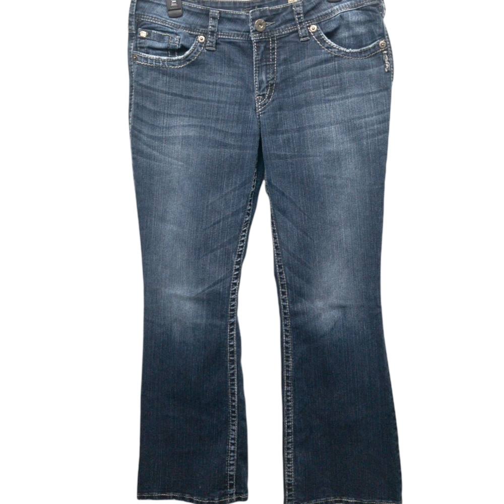 Silver Brand. Dark Stained Denim Wide Leg Jeans - Gem